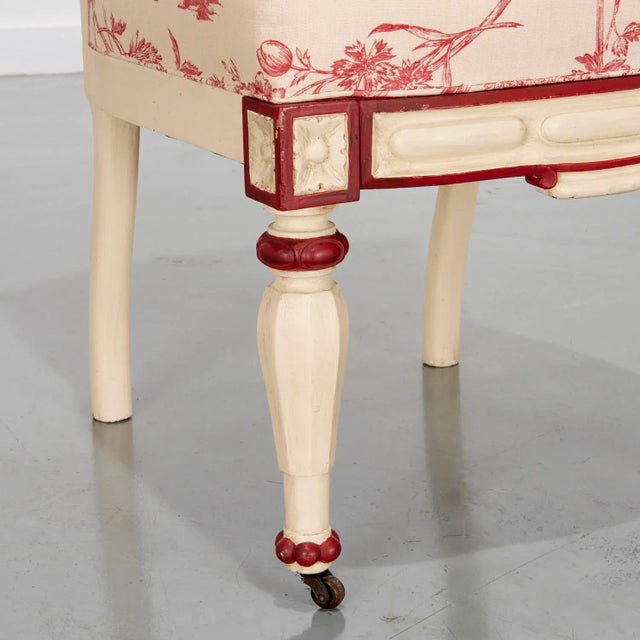 Pair of Antique Victorian Side Chairs - Cream and Red Painted Frame and ...