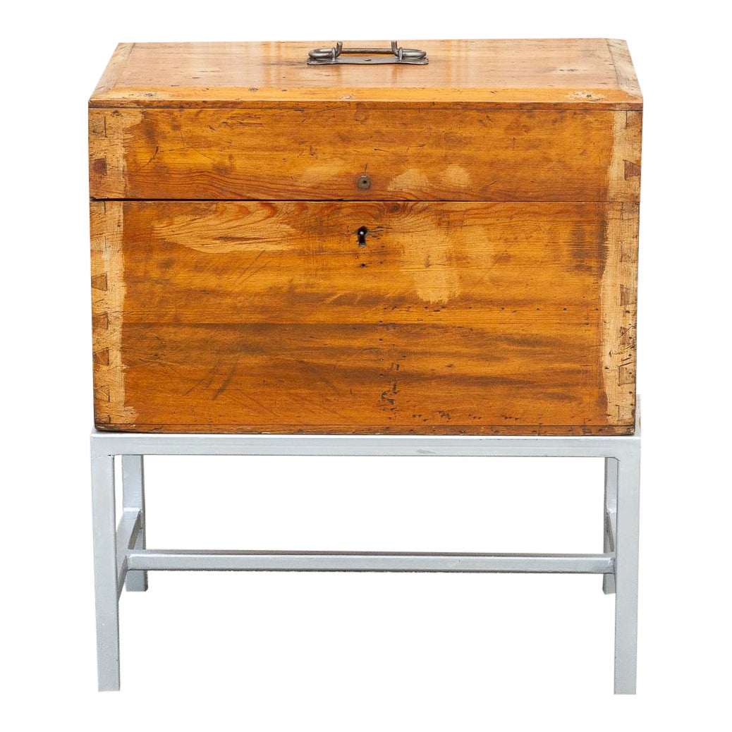 Asian Mid-Century Campaign Style Box on Stand | Chairish