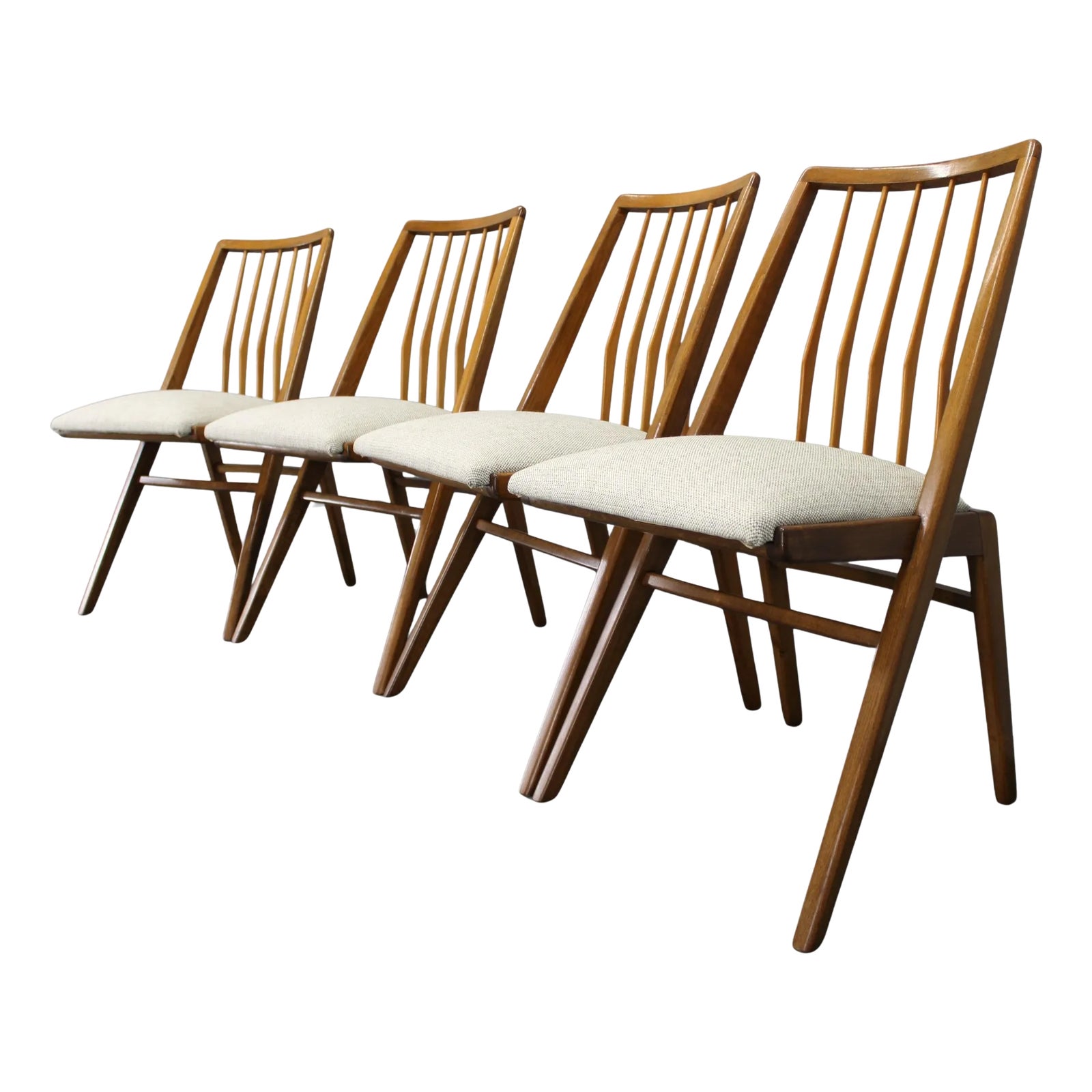 Beech Dining Chairs, West Germany, 1970s, Set of 4 | Chairish