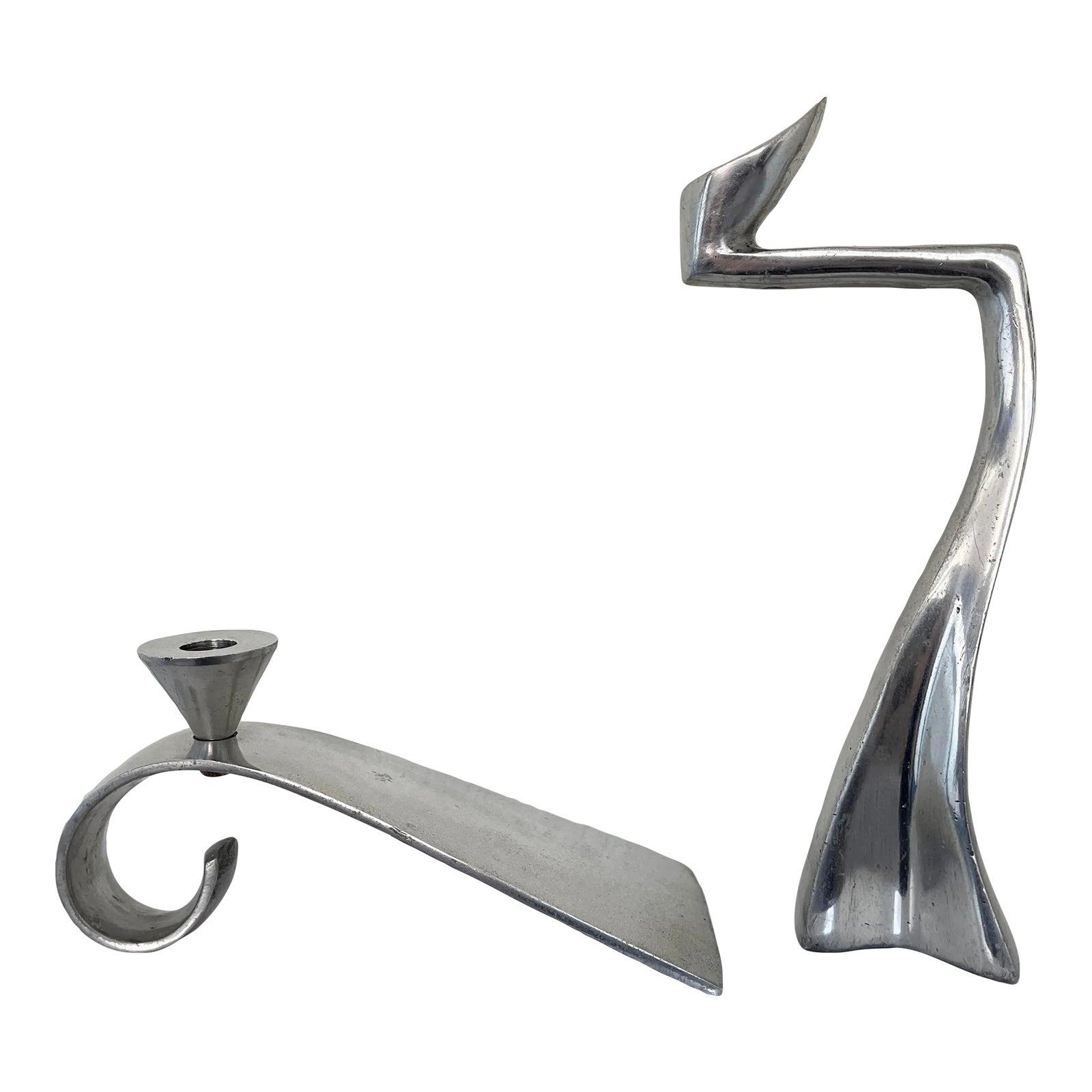 Postmodern Matthew Hilton Aluminum Candlesticks, Pair | Chairish