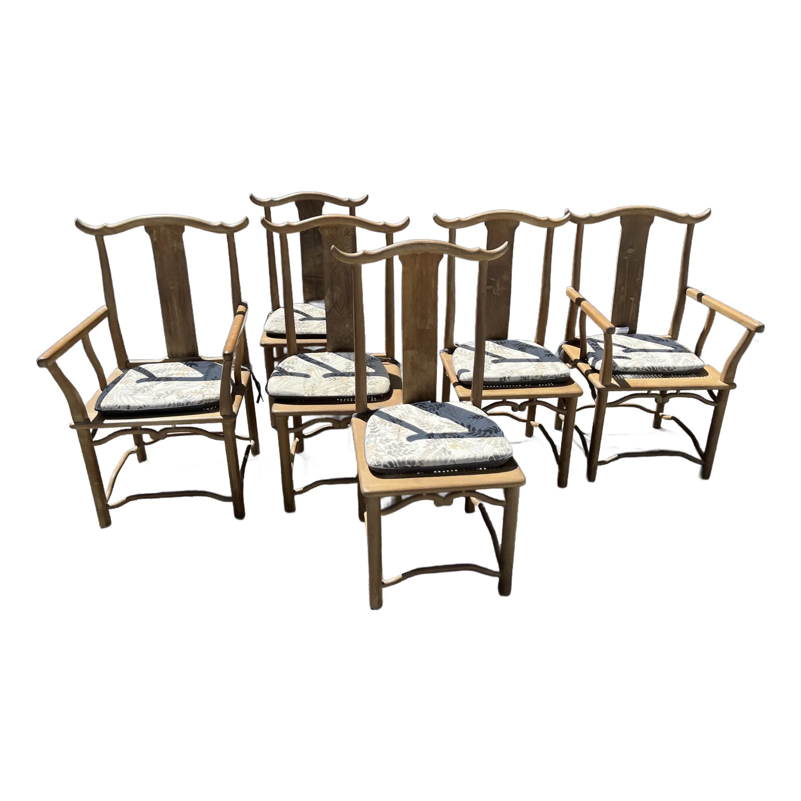 1970s Mount Airy Pagoda Chin Hua Style Cain Seats Dining Chairs Set of ...