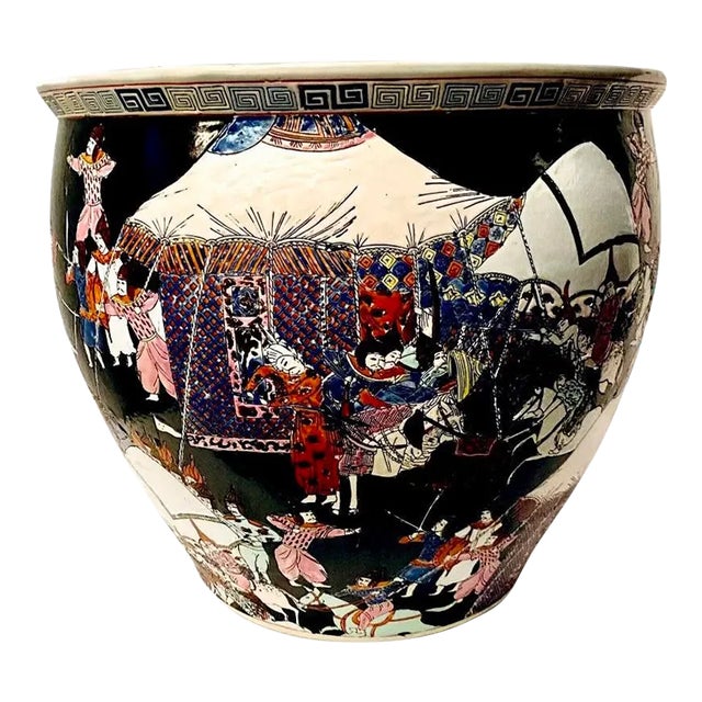 Mid 20th Century Large Chinese Export Famille Noire Three Kingdoms ...