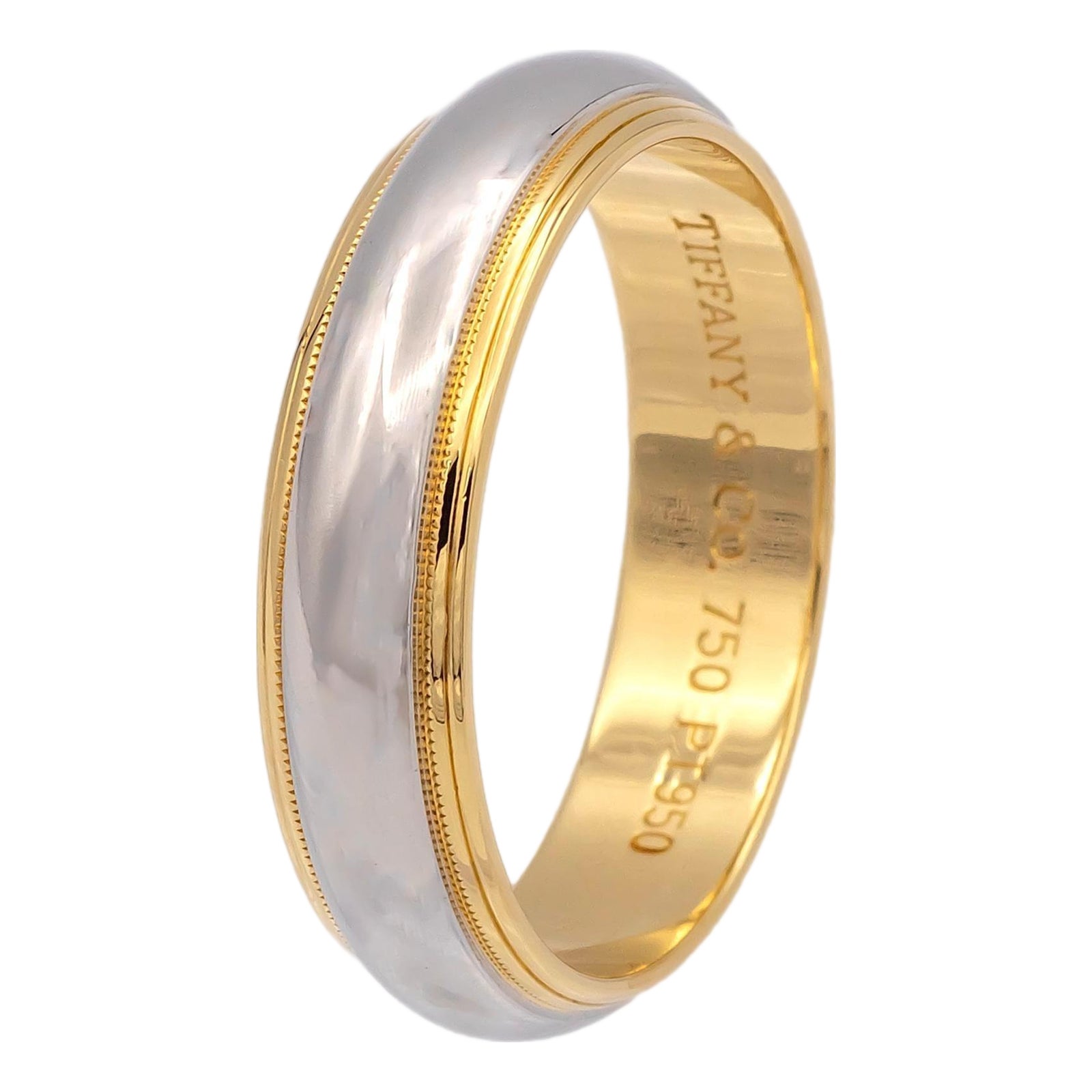 Tiffany & Co. Platinum 18k Together Double Millgrain 6mm Mens Band Ring ...