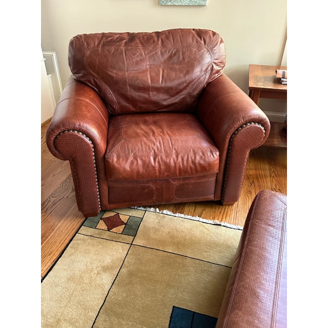 Santa Fe Leather Chair & Ottoman by Stickley | Chairish