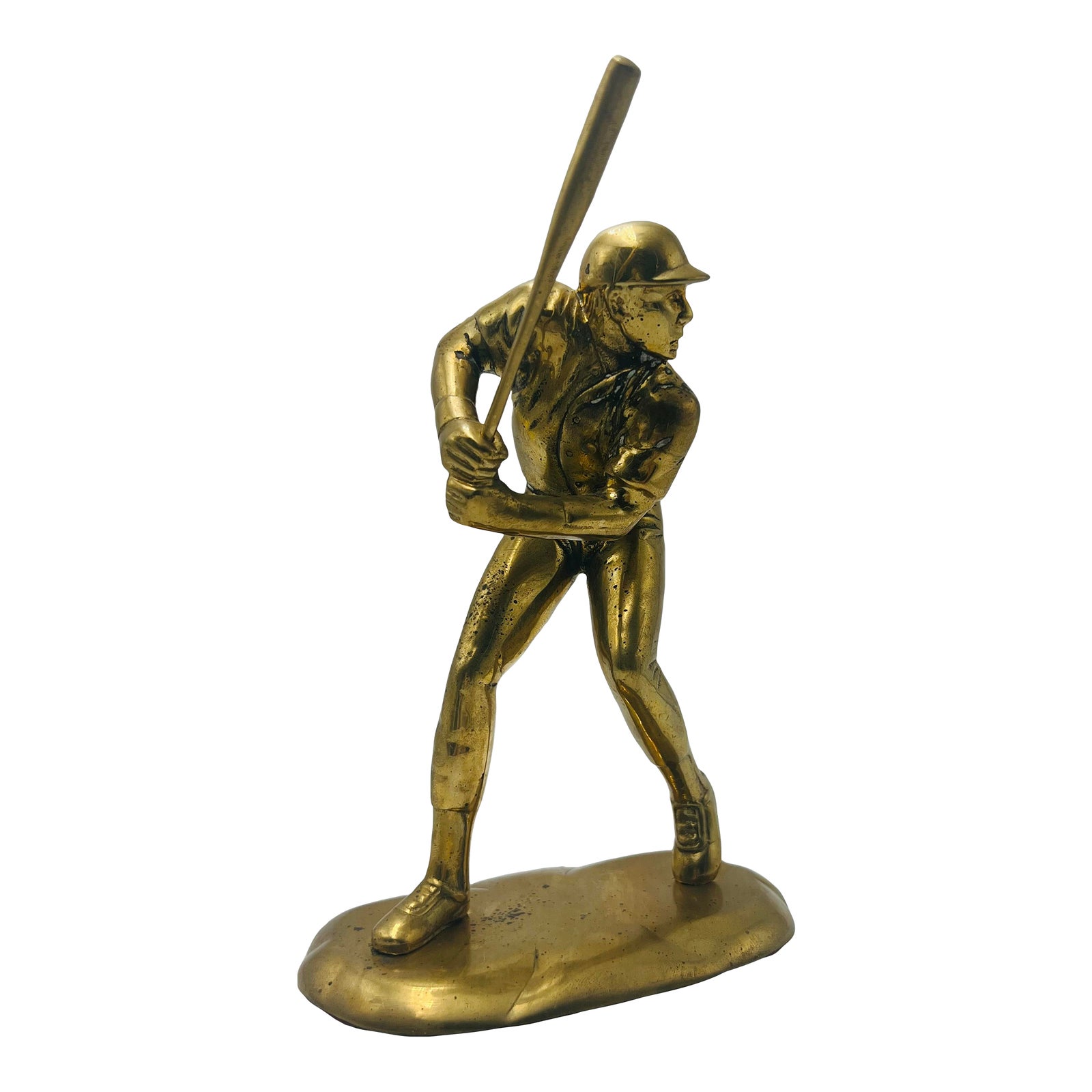Vintage Oversized Brass Baseball Player Statue | Chairish
