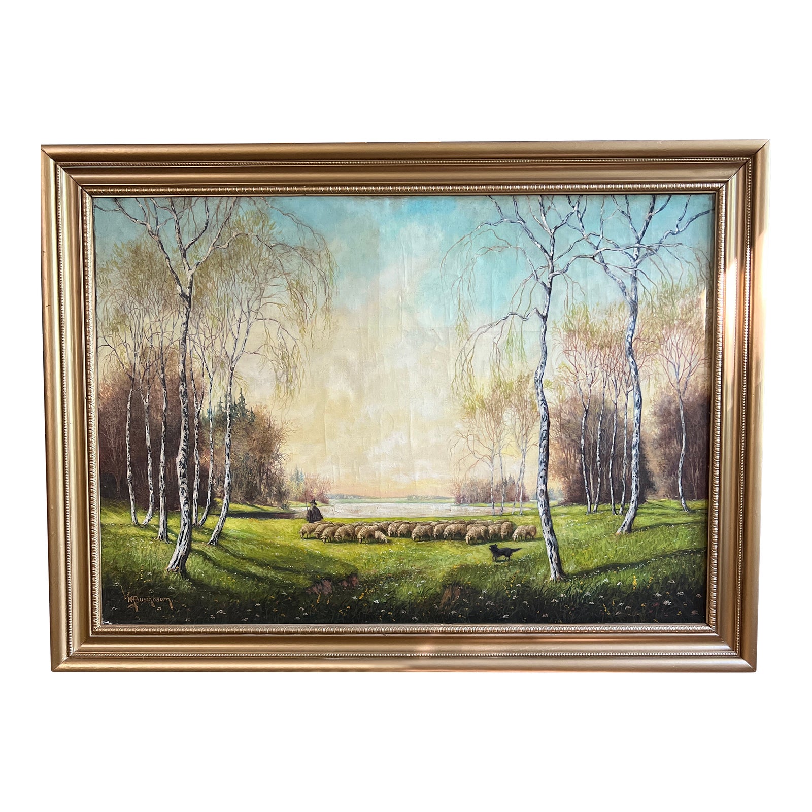 19th Century Oil on Canvas Framed Signed by German Artist Karl Albreht ...