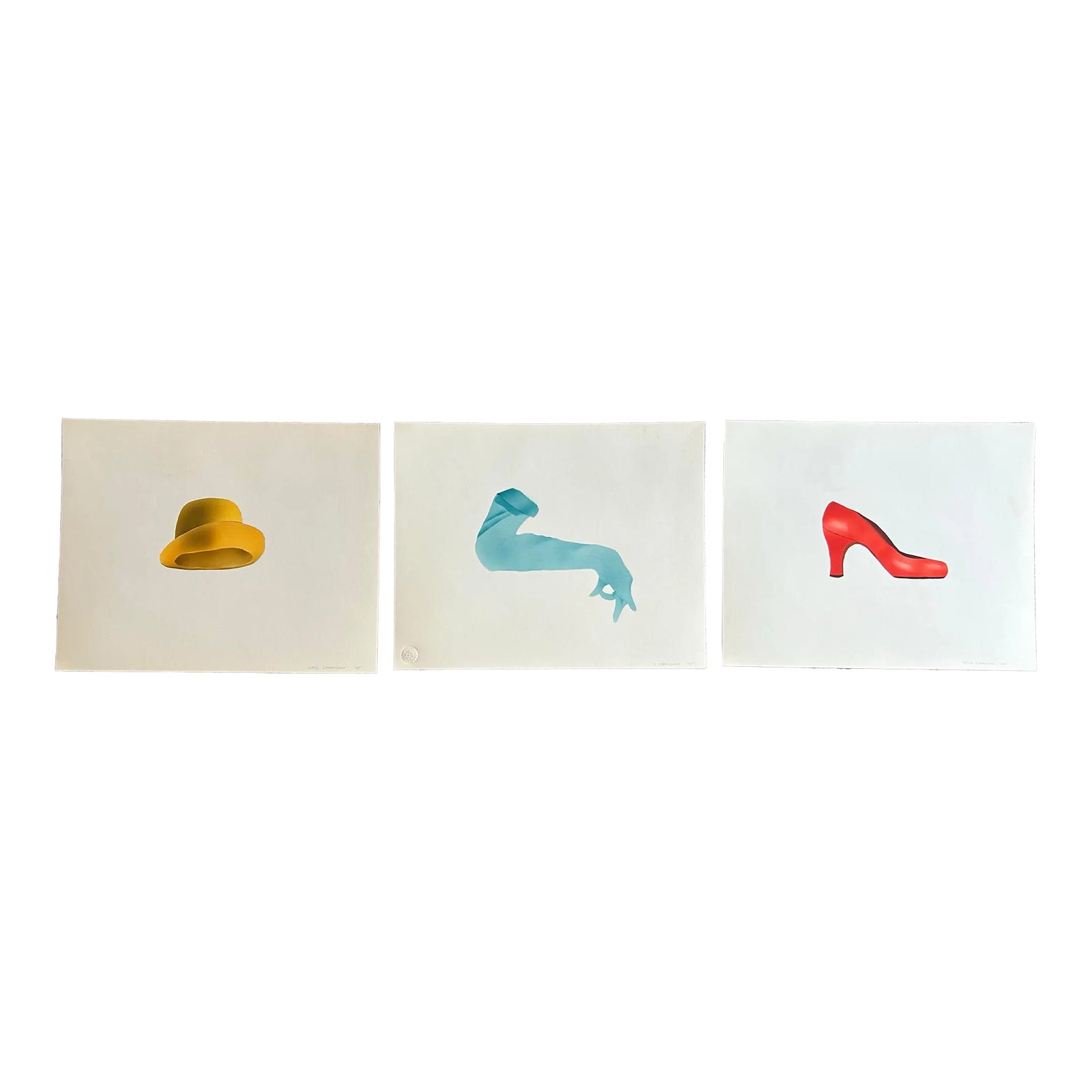 1980’s Set of Three Fashion Theme Brightly Colored Airbrush Paintings ...