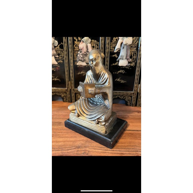 1930s Brass Chinese Elderly Man Sculpture | Chairish