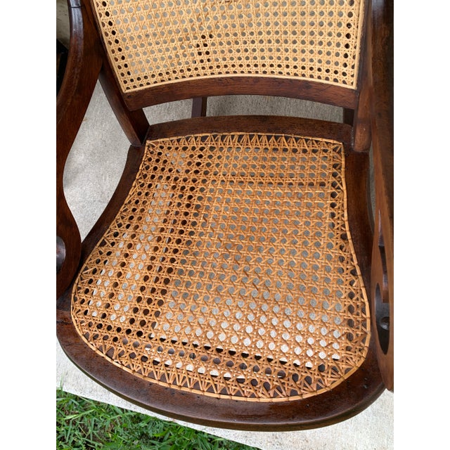 1990s Wooden Cane Rocking Chair | Chairish