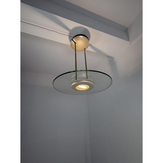 Pendant Lamp in Brass and Nile Green Murano Glass, 1960s | Chairish