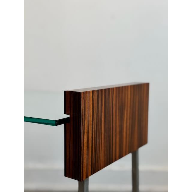 1940s Art Deco Macassar, Glass & Metal Table | Chairish