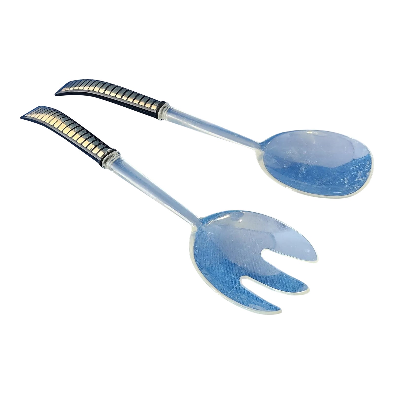 Set Mid Century Modern Plastic Salad Serving Utensils, C1950s | Chairish