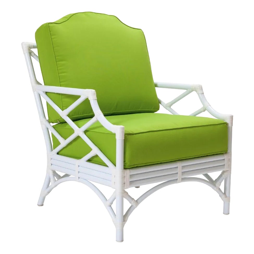 Chippendale Outdoor Lounge Chair, Sunbrella Macaw | Chairish