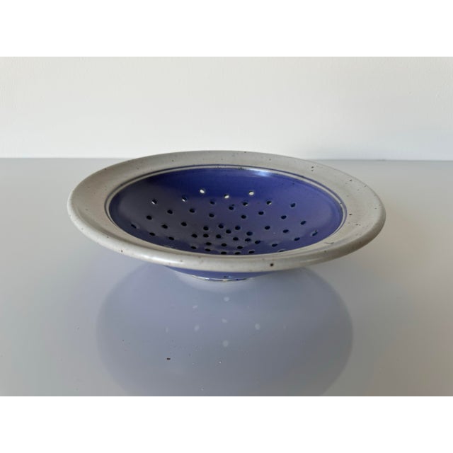 Vintage Studio Pottery Colander Berry Bowl | Chairish