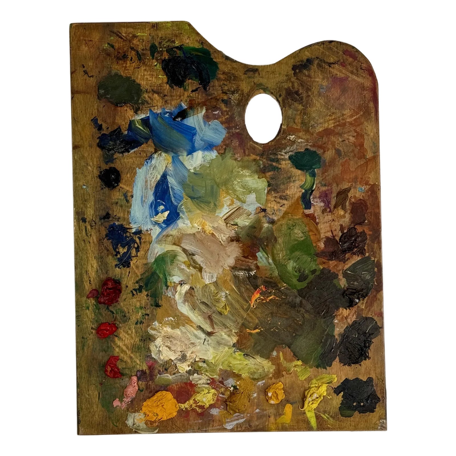 Vintage Artist's Large Rectangular Painting Palette With Remnant Oil ...