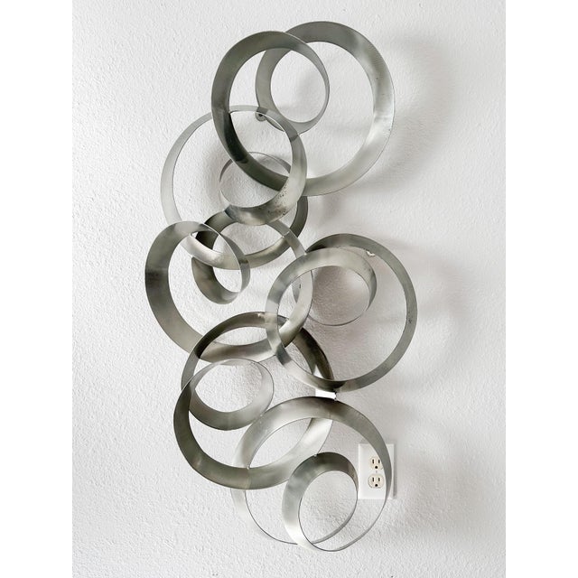 1970s C. Jere Brushed Steel "Continuity" Circles Art Wall Sculpture ...