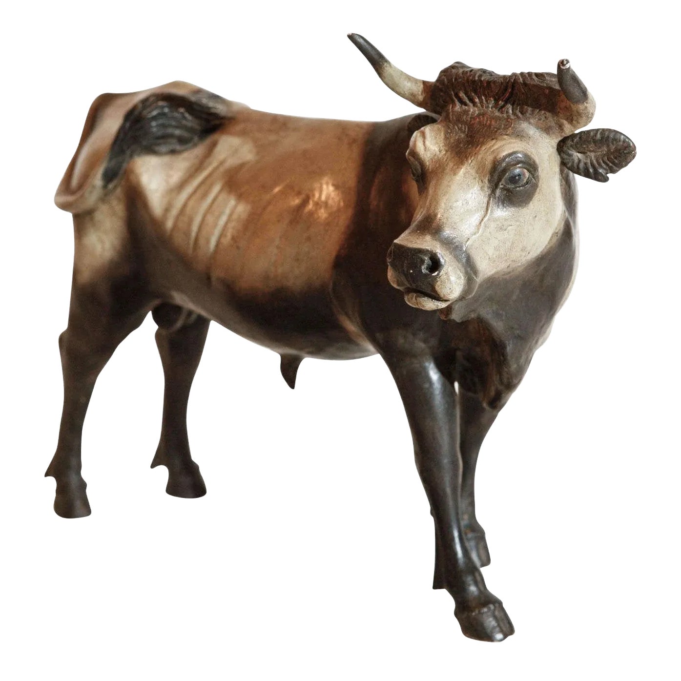 Hand-Painted 19th Century Bull Figurine | Chairish