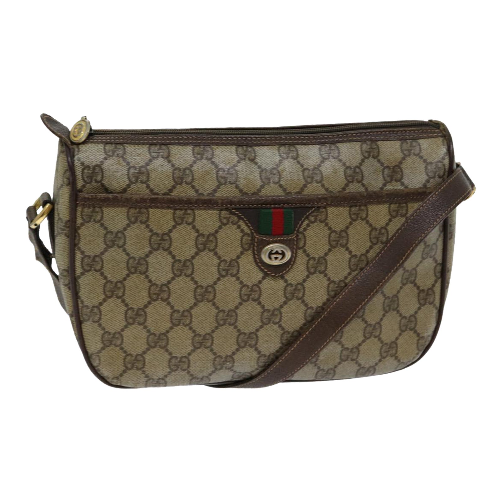 Gucci Gg Supreme Web Sherry Line Shoulder Bag Pvc Leather Beige Brown ...