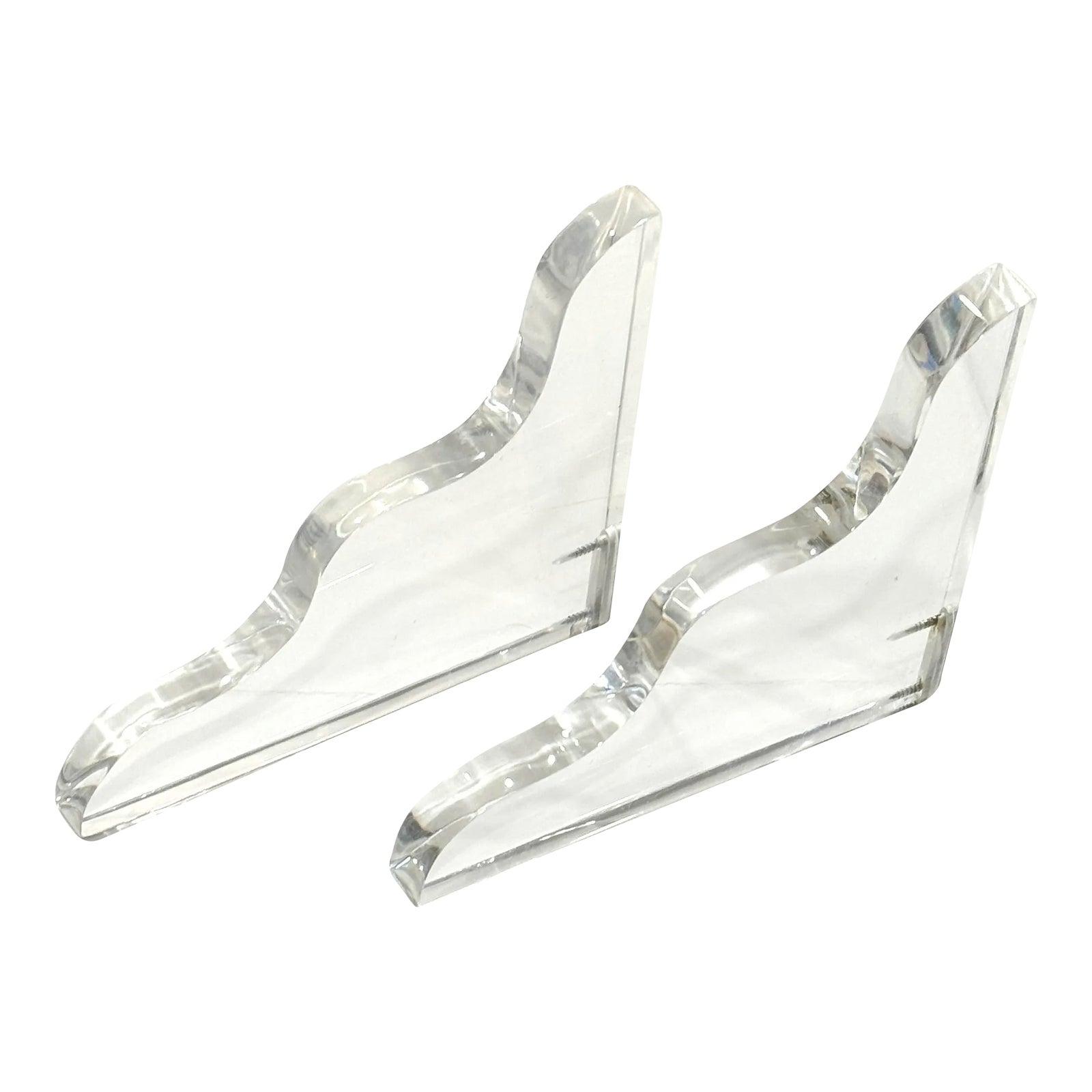 Vintage Chunky Lucite Scalloped Profile Wall Brackets | Chairish