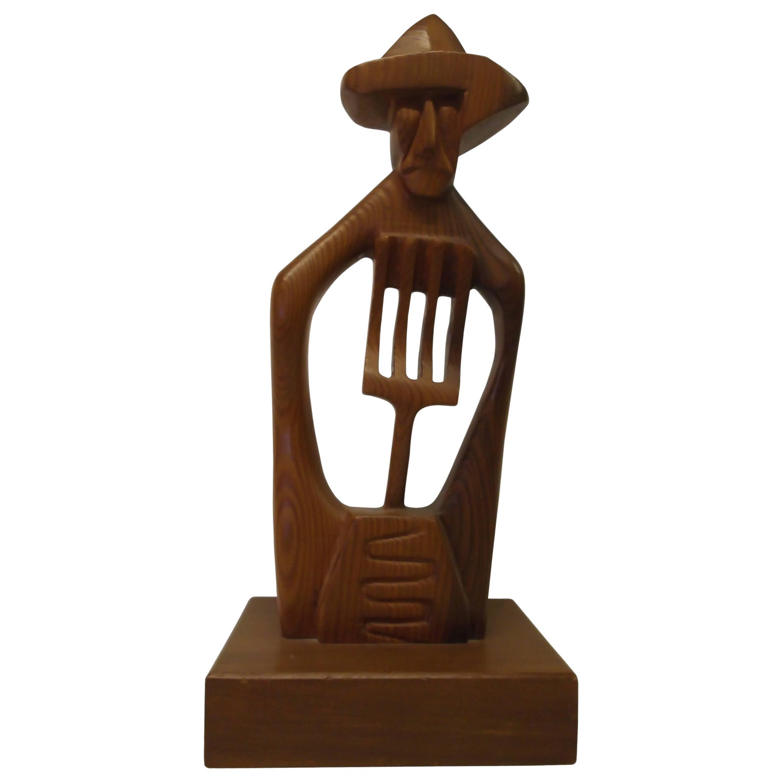 Abstract Farmer Carved Sculpture Modernist Artist Frank Petek | Chairish