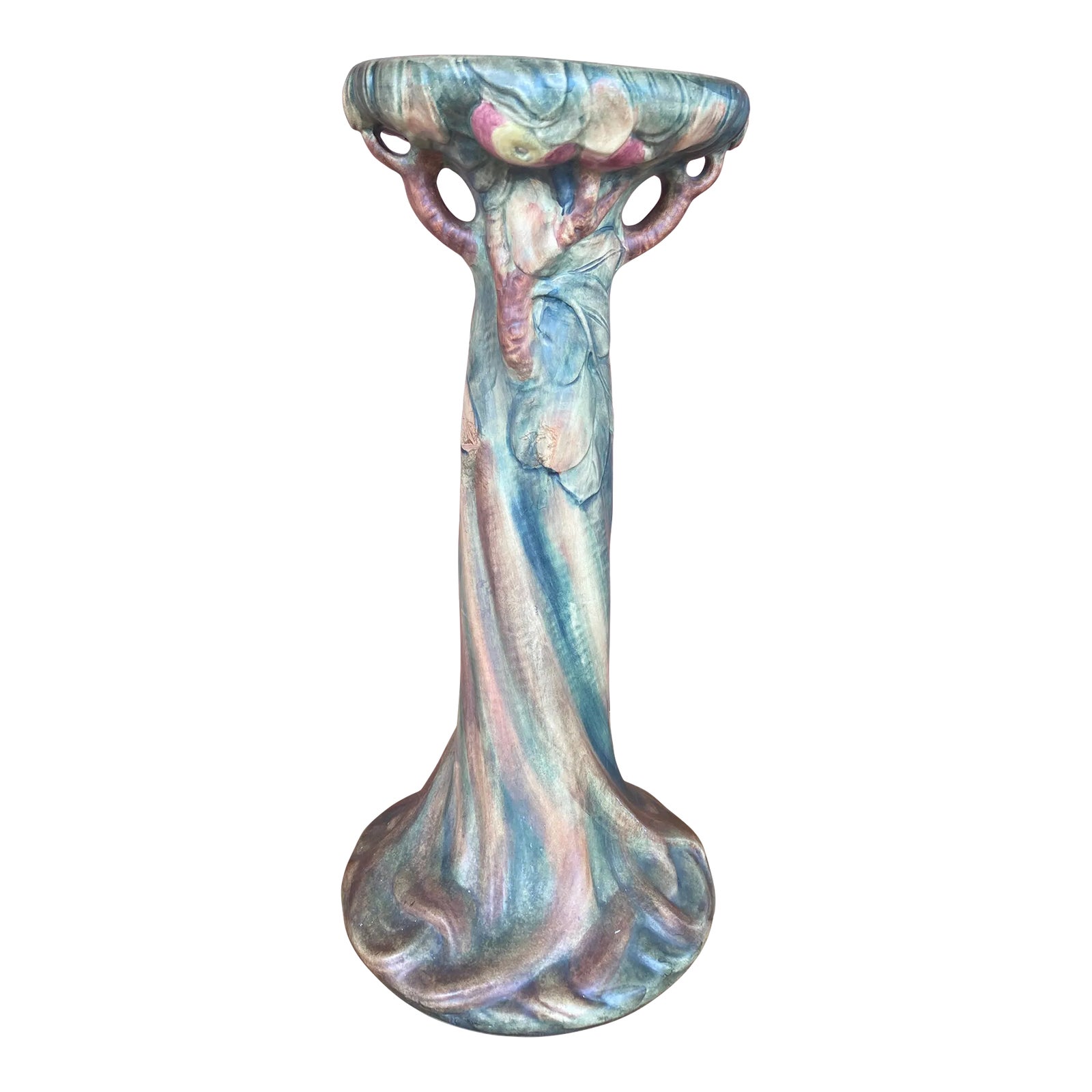Antique Weller Pottery Baldin Apple Jardiniere Pedestal or Plant Stand ...