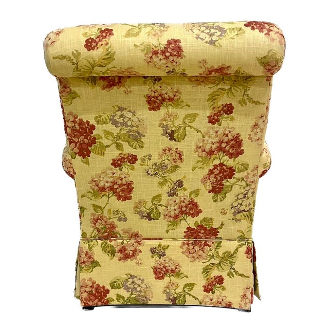 Vintage Floral Linen Upholstered Club Chair | Chairish