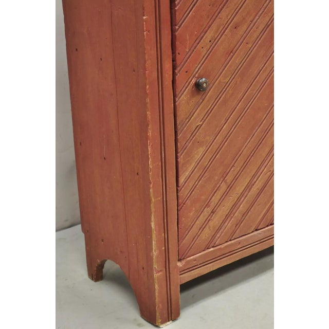 Antique French Country Red Distress Painted One Door Wooden Cupboard ...