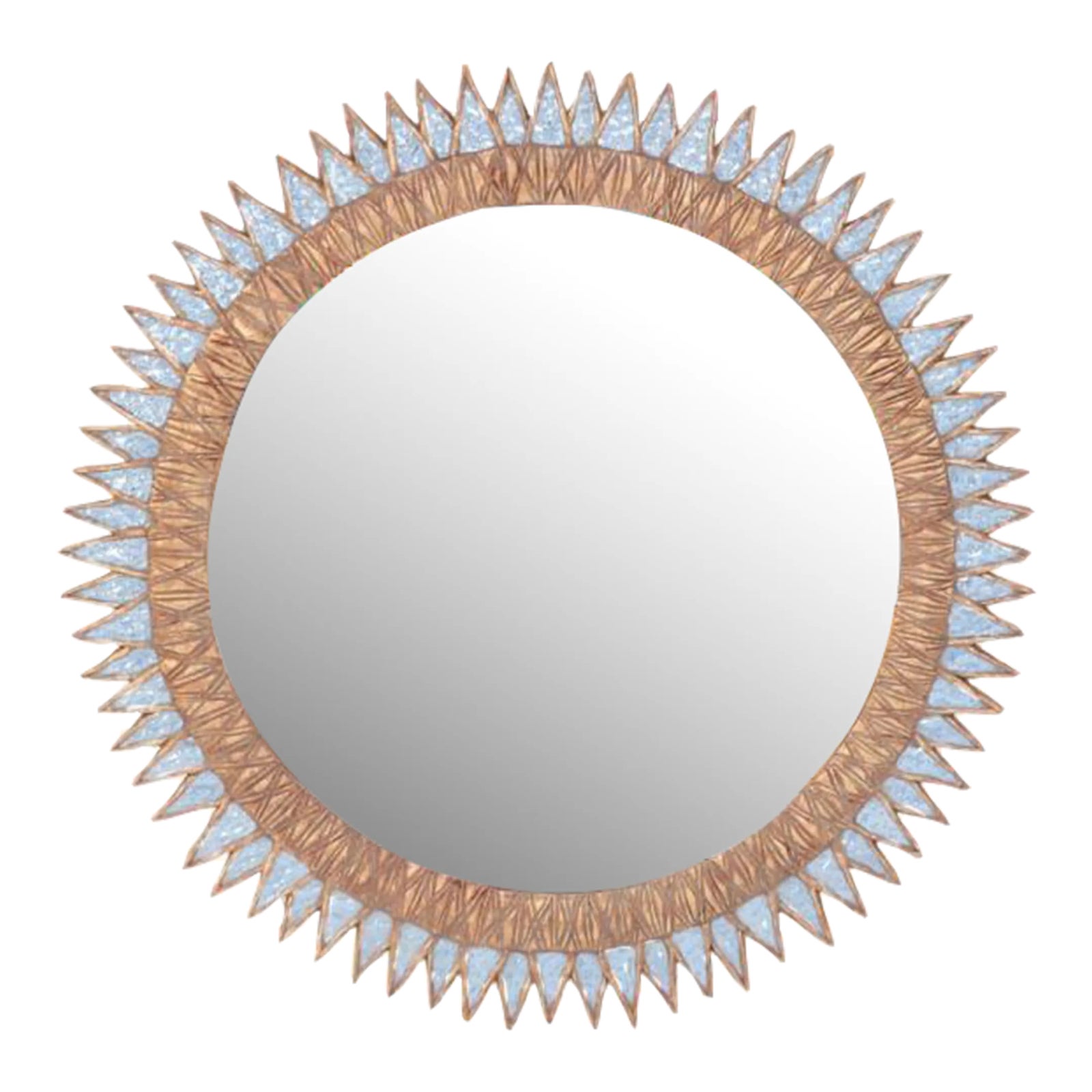 A Large Inca Light Blue Textured Glass and Resin Convex Mirror, in the ...