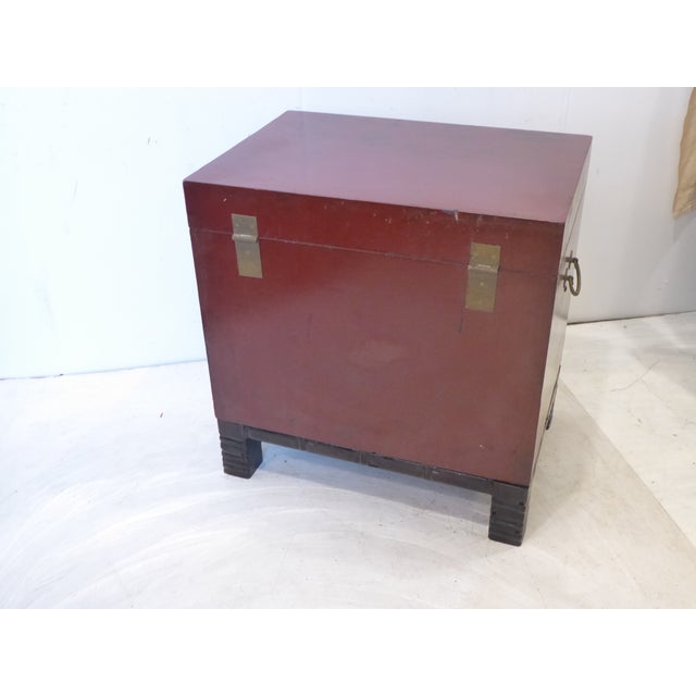 Japanese Red Lacquer Box on Stand | Chairish