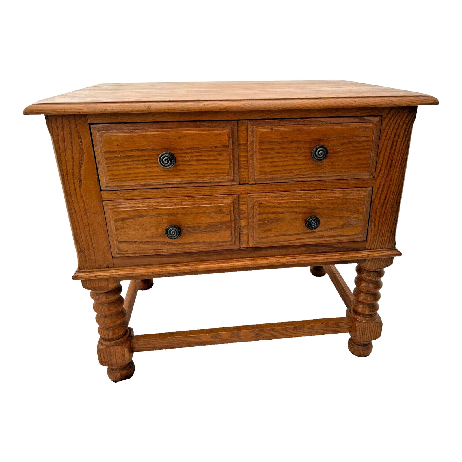 1990s Ethan Allen Country Craftsman Nightstand Oak Two Drawers #19-8604 ...