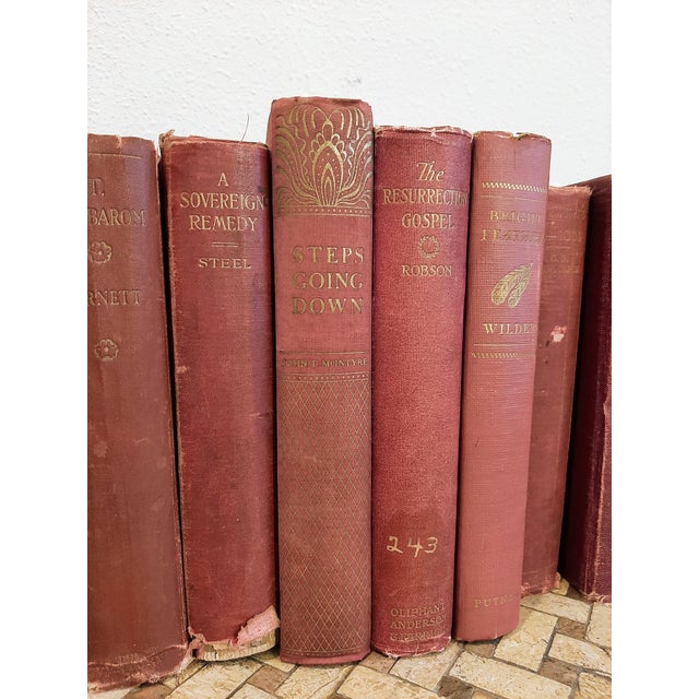 Vintage Library Book Stack Red Maroon Rust Hardbacks | Chairish