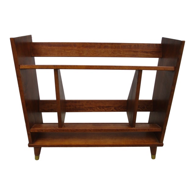 Mid-Century Modern Walnut Bookcase - Encyclopedia Stand | Chairish