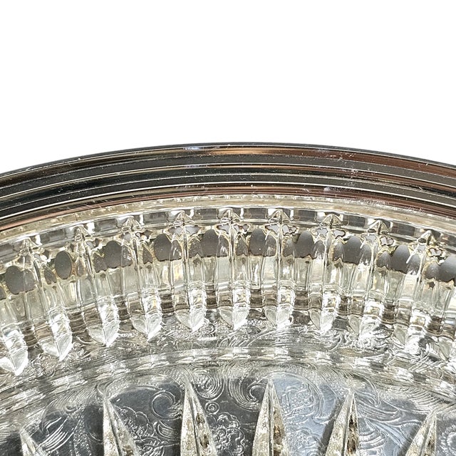 Kent Silversmiths Silverplate Serving Tray W/ Crystal Insert | Chairish