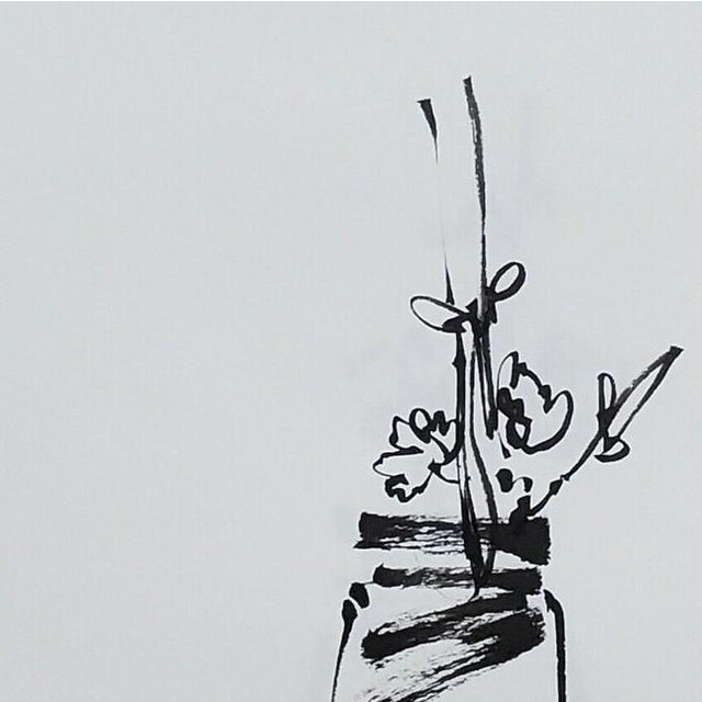 Contemporary Minimalist Floral Still Life Ink Drawing by Jose Trujillo ...