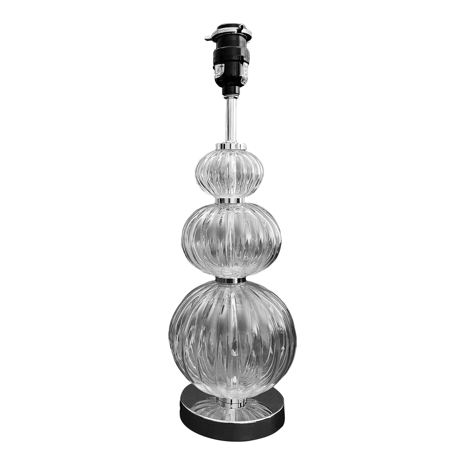 1980s Ribbed and Graduated Glass Globe Lamp on Chrome Column and Base ...