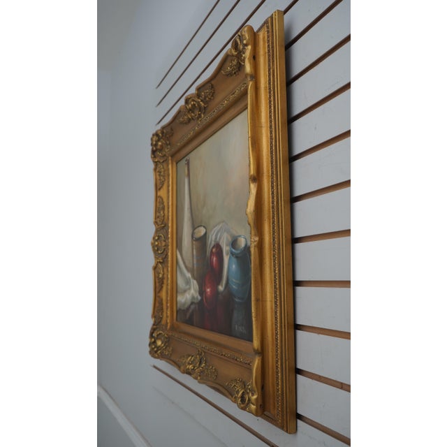 r.martin Artist Signed Still Life Oil Painting on Canvas | Chairish