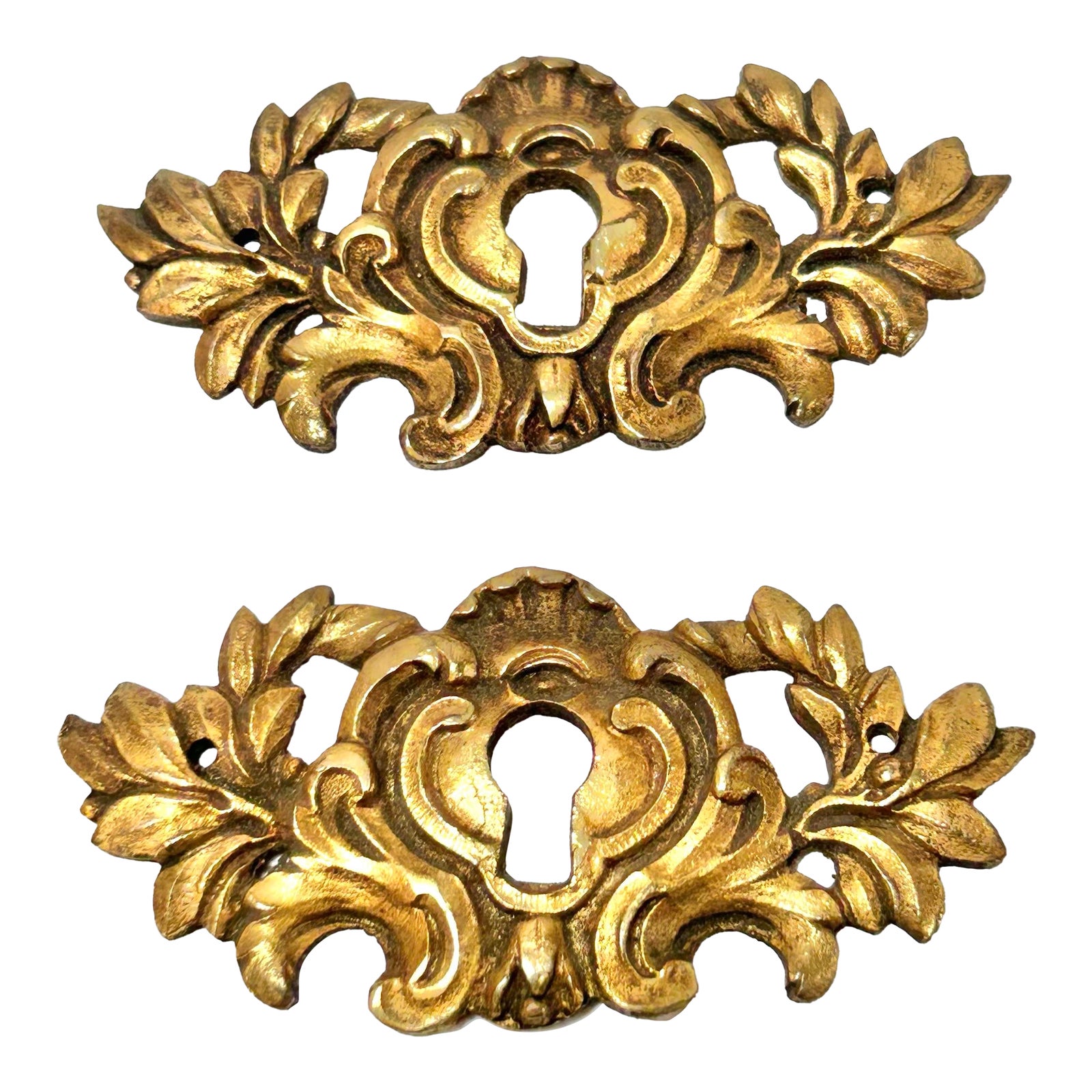 Antique Ornate Brass Keyholes - Set of 2 | Chairish