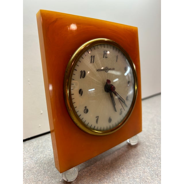 Gilbert Rohde for Herman Miller Alarm Desk Clock Orange Bakelite, 1930 ...