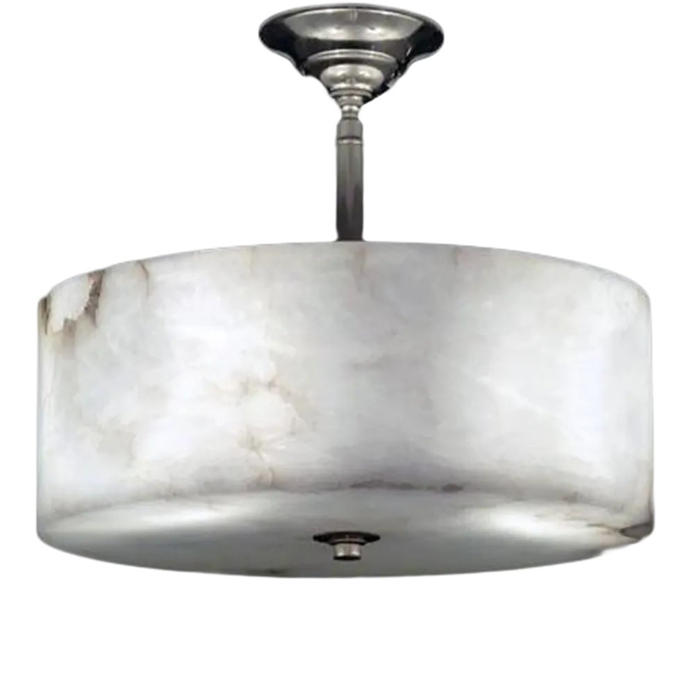 Alabaster Smooth Round, Art Deco Style Pendant | Chairish