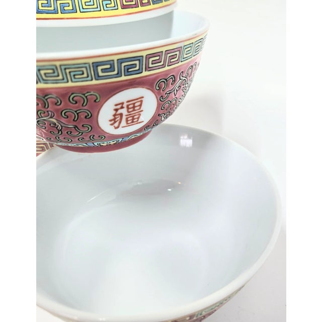 Ornate Chinese Rice Bowls- Set of Six | Chairish