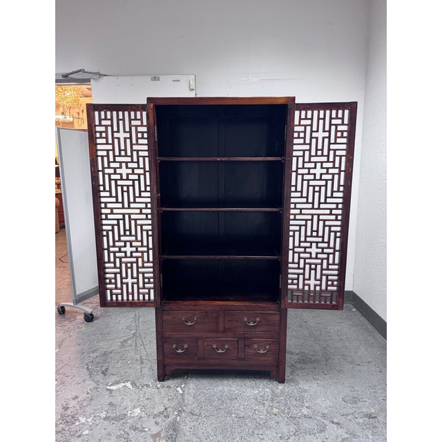 Chinese Qing Style Open Fretwork Kitchen Cabinet | Chairish