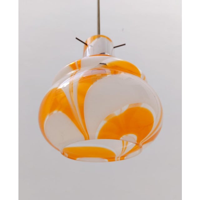 Vintage Space Age White and Orange Murano Glass Pendant Light by Carlo ...