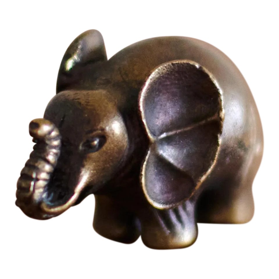 Brass Elephant Figurine Small | Chairish