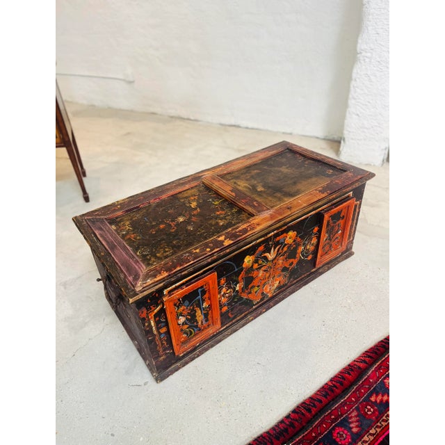Late 20th Century Hand Painted Antique European Trunk | Chairish