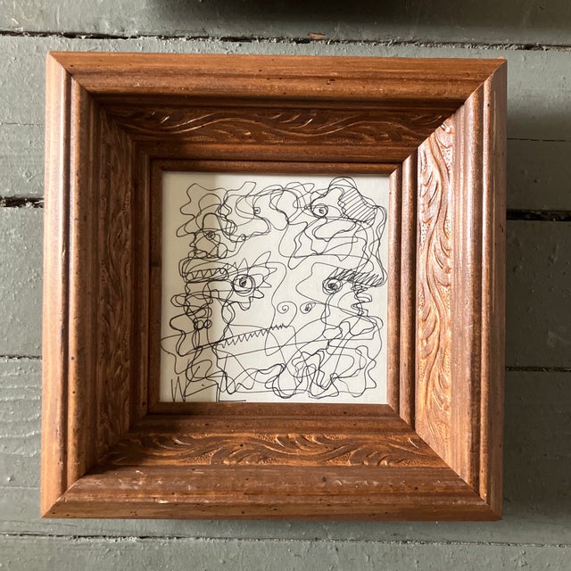 1980s Two Original Wayne Cunningham Abstract Pen and Ink Drawings Set ...