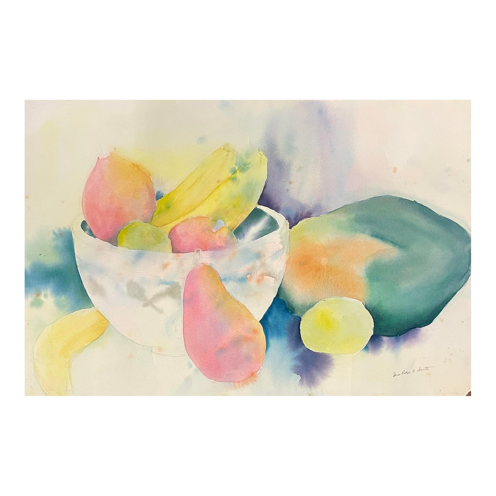 1980s Ina Rose Smith Fruit Still Life Watercolor | Chairish
