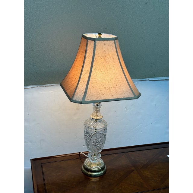 Dale Lighting Cut + Etched Cut Glass Table Lamp | Chairish