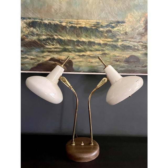 Mid Century Double-Headed Desk Lamp With Perforated Diffusers Styled ...