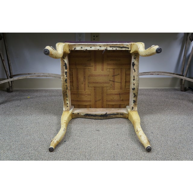 Antique French Provincial Embroidered Needlepoint Vanity Bench Foot ...