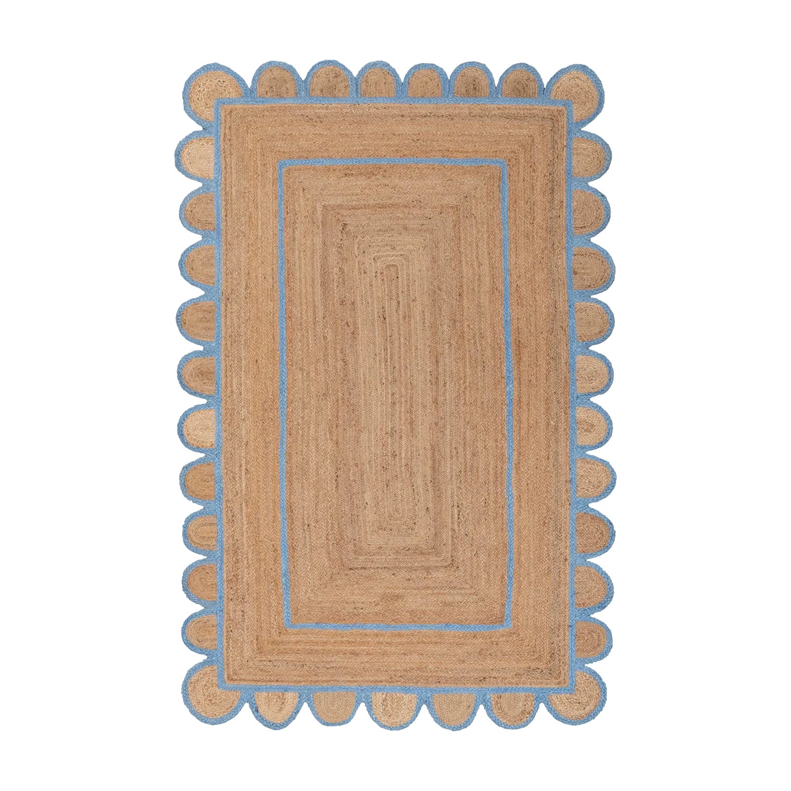 Scallop Jute Classic Blue Hand Made Rug - 2'x3' | Chairish